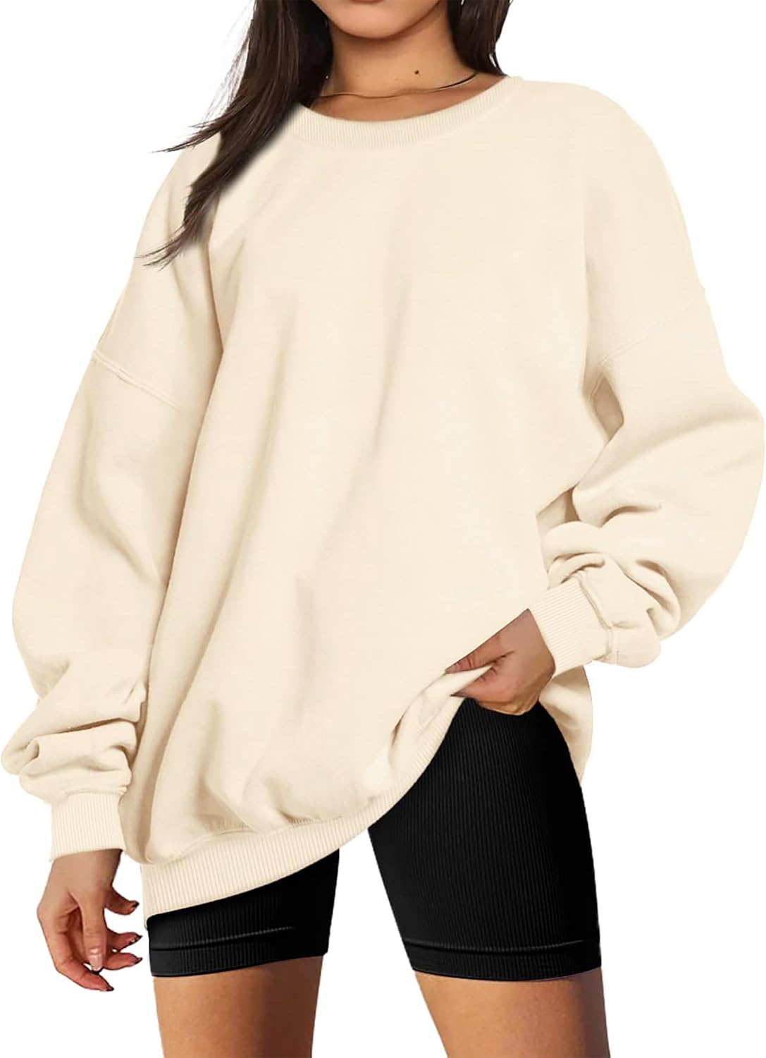 wkwmrpet Womens Oversized Crewneck Sweatshirts Long Sleeve Fleece ...