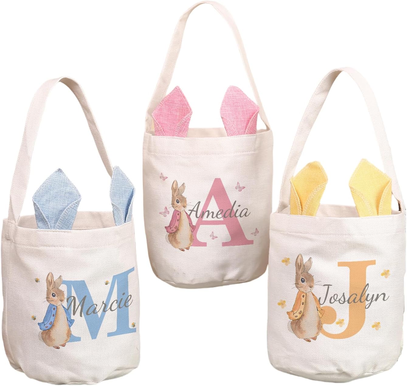 MirthfulMemento Personalized Easter Bunny Basket for Kids, Custom ...
