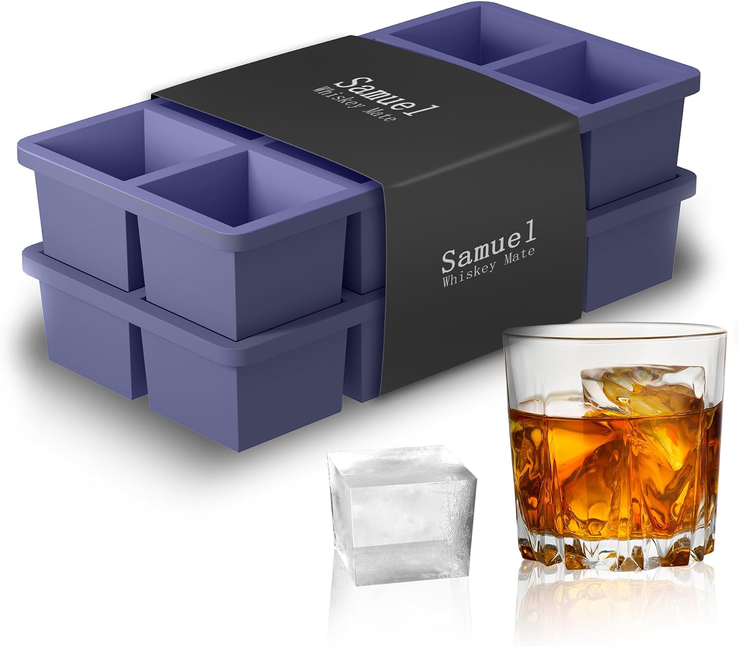 Amazon.com: Samuelworld Large Silicone Ice Cube Tray Molds, 2-Pack, Big ...