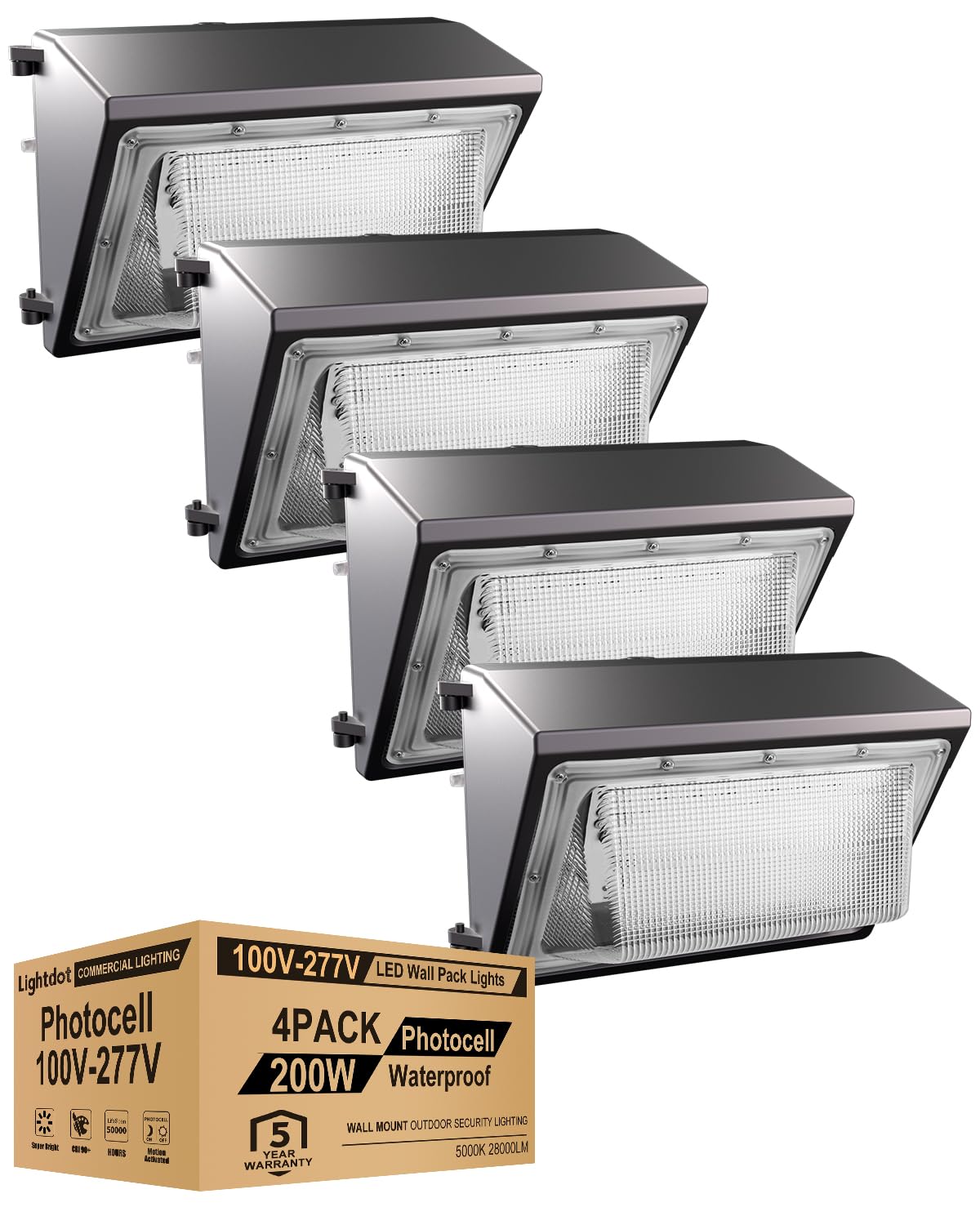 Lightdot 4 Pack 200W LED Wall Pack Lights ...