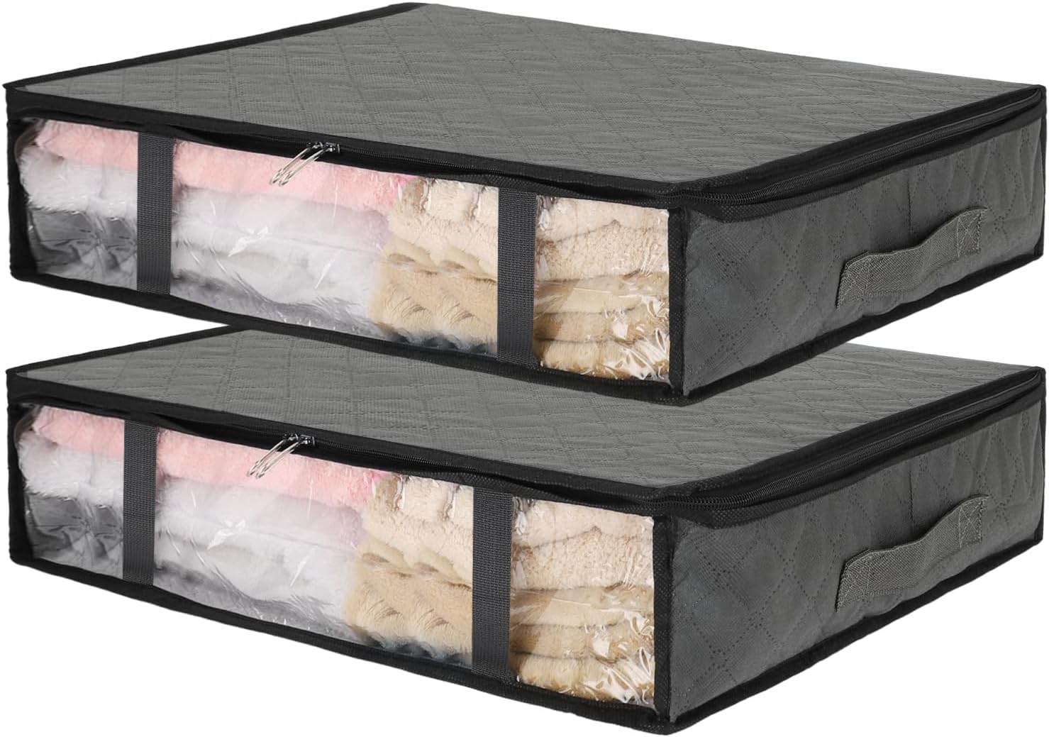 Opopark 2 Pack Underbed Storage Bags 40L Foldable Clothes Bag Large ...