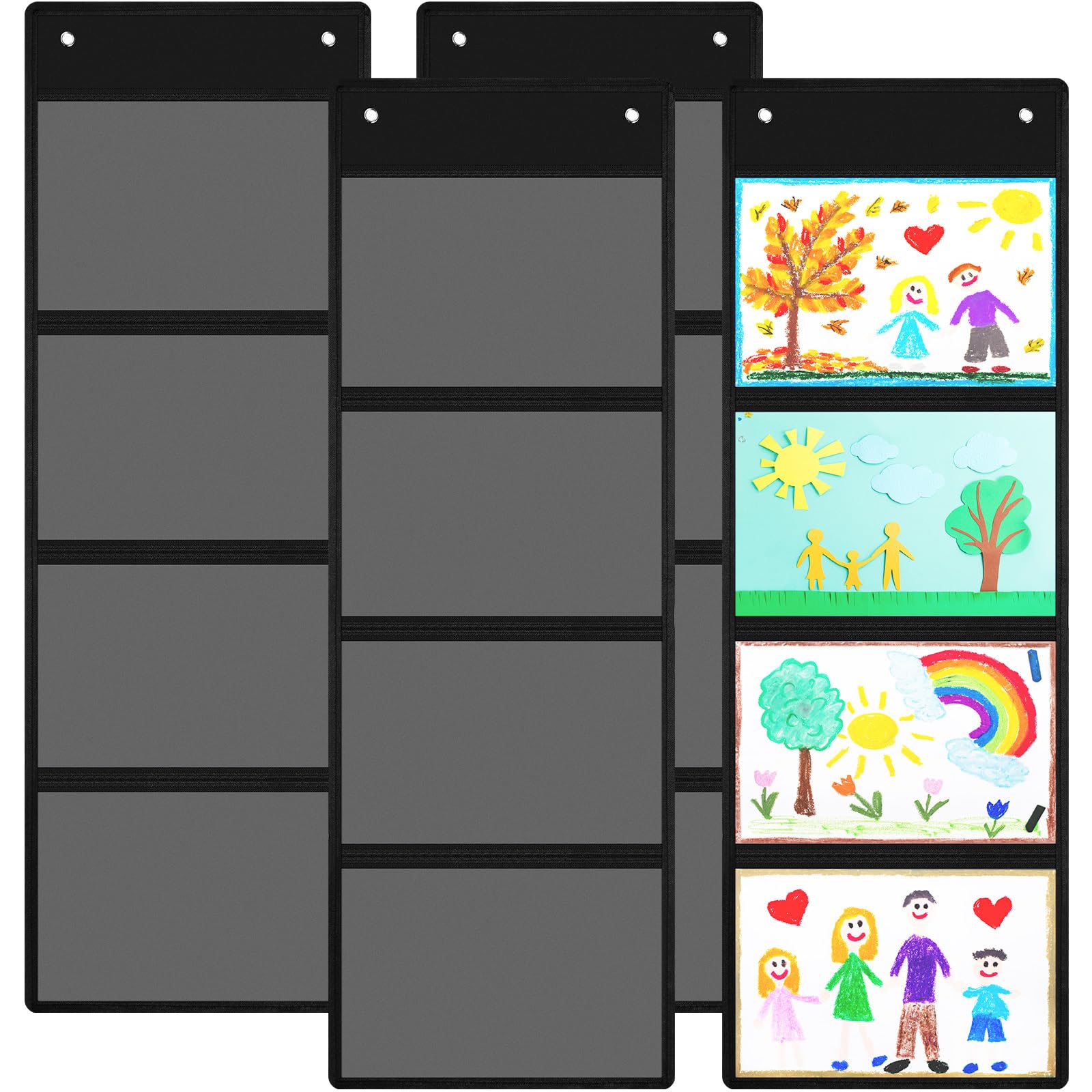 Amazon.com: Watersay 4 Pcs Storage Pocket Chart for Classroom 37.4 x 13 ...