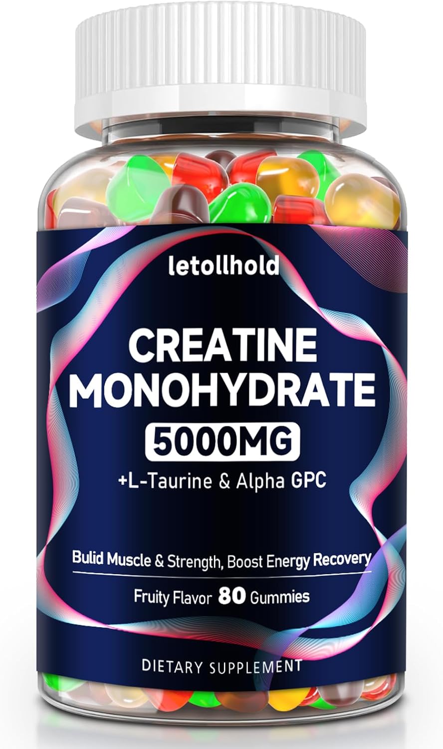 Amazon.com: Creatine Monohydrate Gummies 5g for Women & Men - Creatine ...