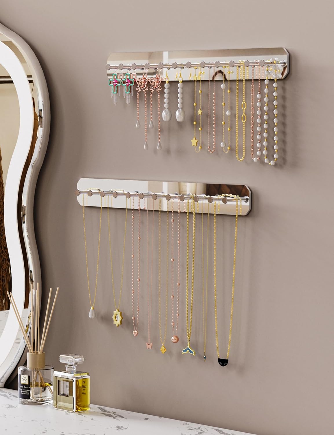 Amazon.com: NiHome Wall Mount Acrylic Jewelry Organizer 2-Pack, Sleek ...