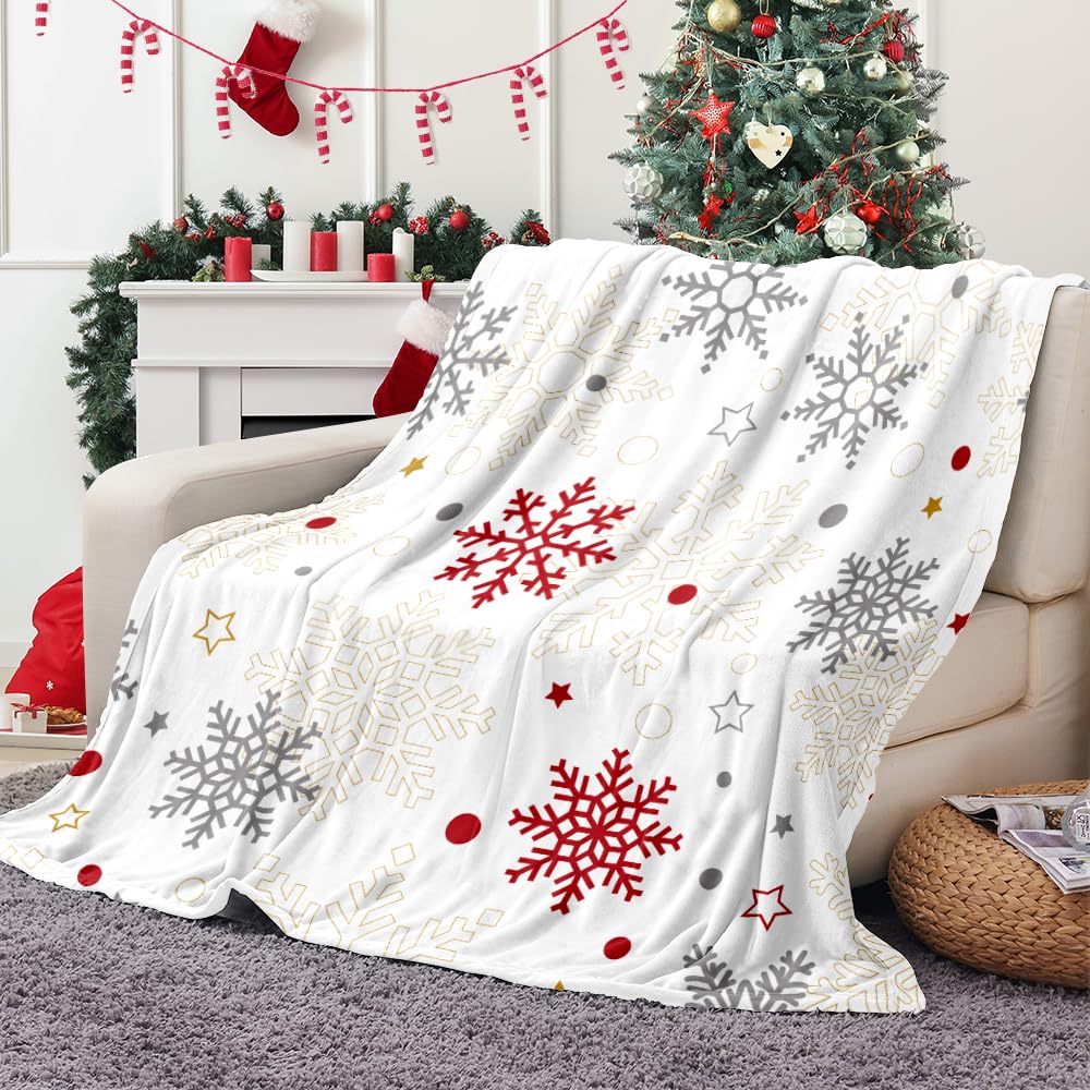 Amazon.com: Galoker Christmas Throw Blanket Snowflake Couch Blanket ...