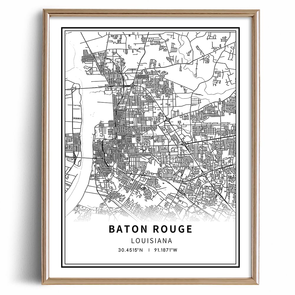 Amazon.com: Baton Rouge Louisiana Poster - Minimalist Black White Wall ...