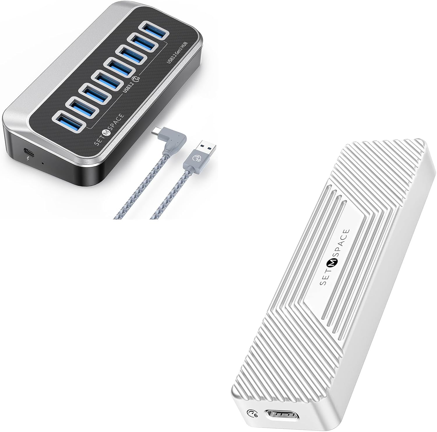 Amazon.com: SETMSPACE 7-Port USB 3.2 Gen1 Hub, M.2 SATA SSD Enclosure ...