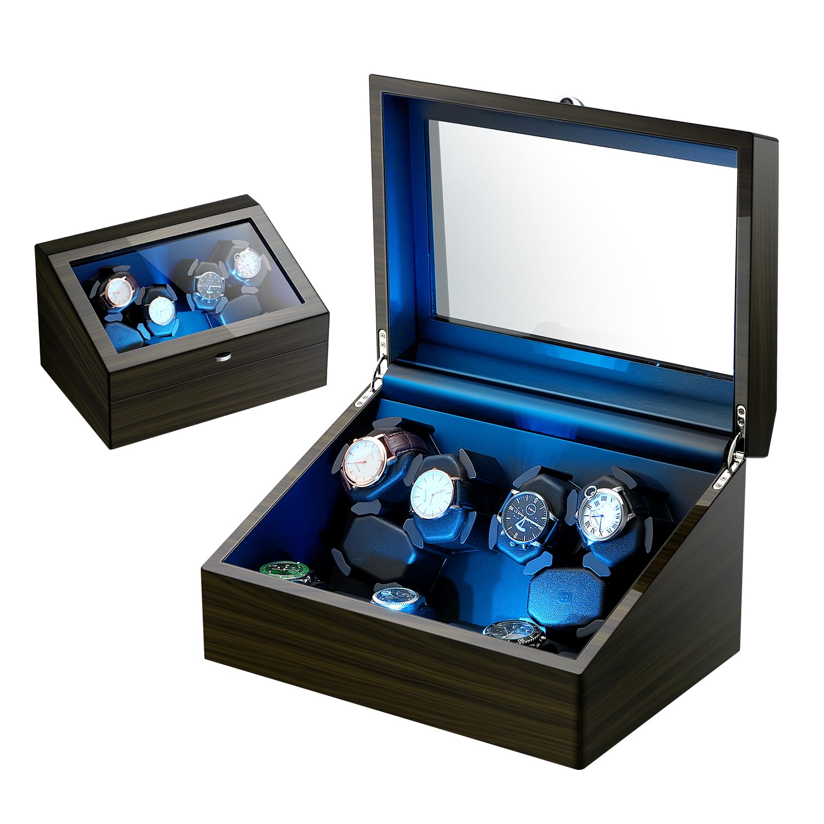 Amazon.com: LALAHOO 6 Watch Winders with 6 Watches Storages Automatic ...