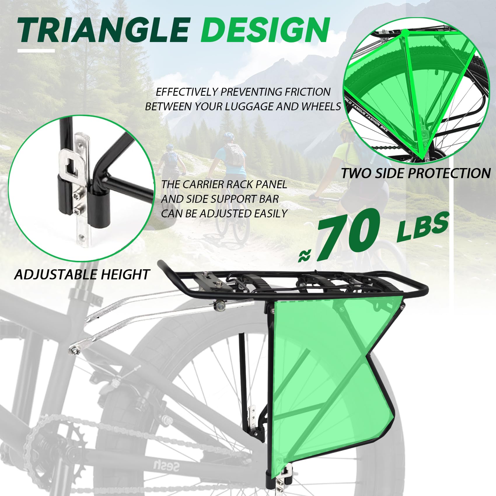 Snapklik.com : Rear Bike Rack For Back Of Bike, Bike Bicycle Cargo Rack ...