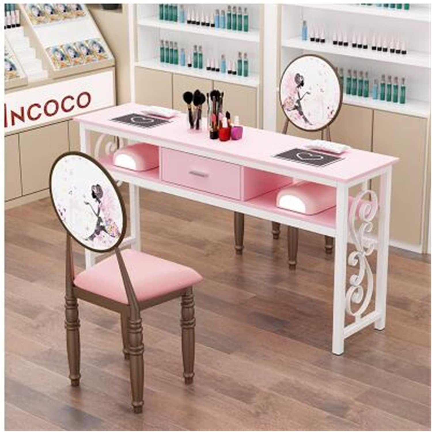 Amazon.com: Manicure Nail Table Chair Set Manicure Table Single Double ...