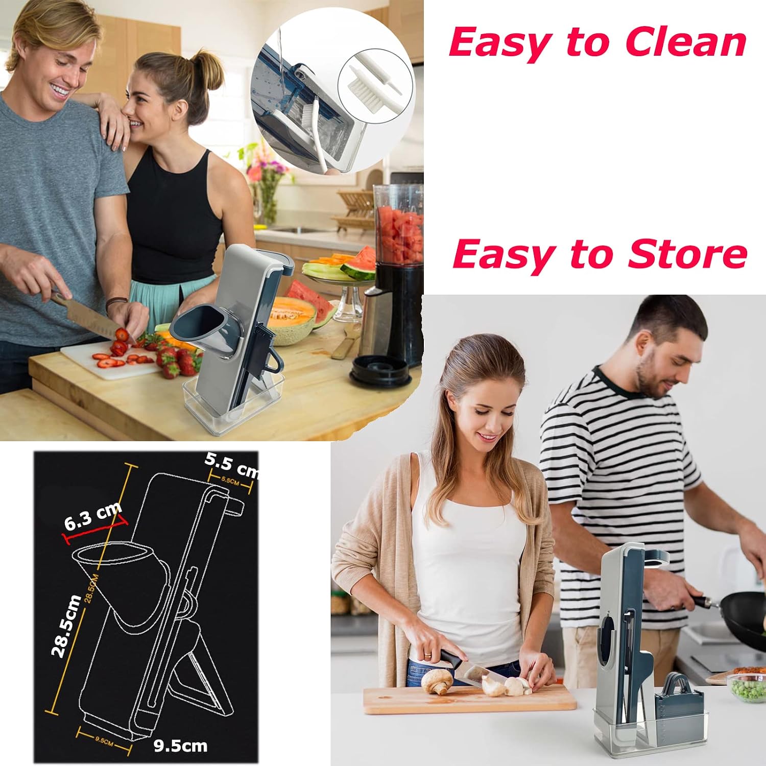 Mandoline Slicer with 4 Cutting Modes & 40 Thickness Levels to Slice ...