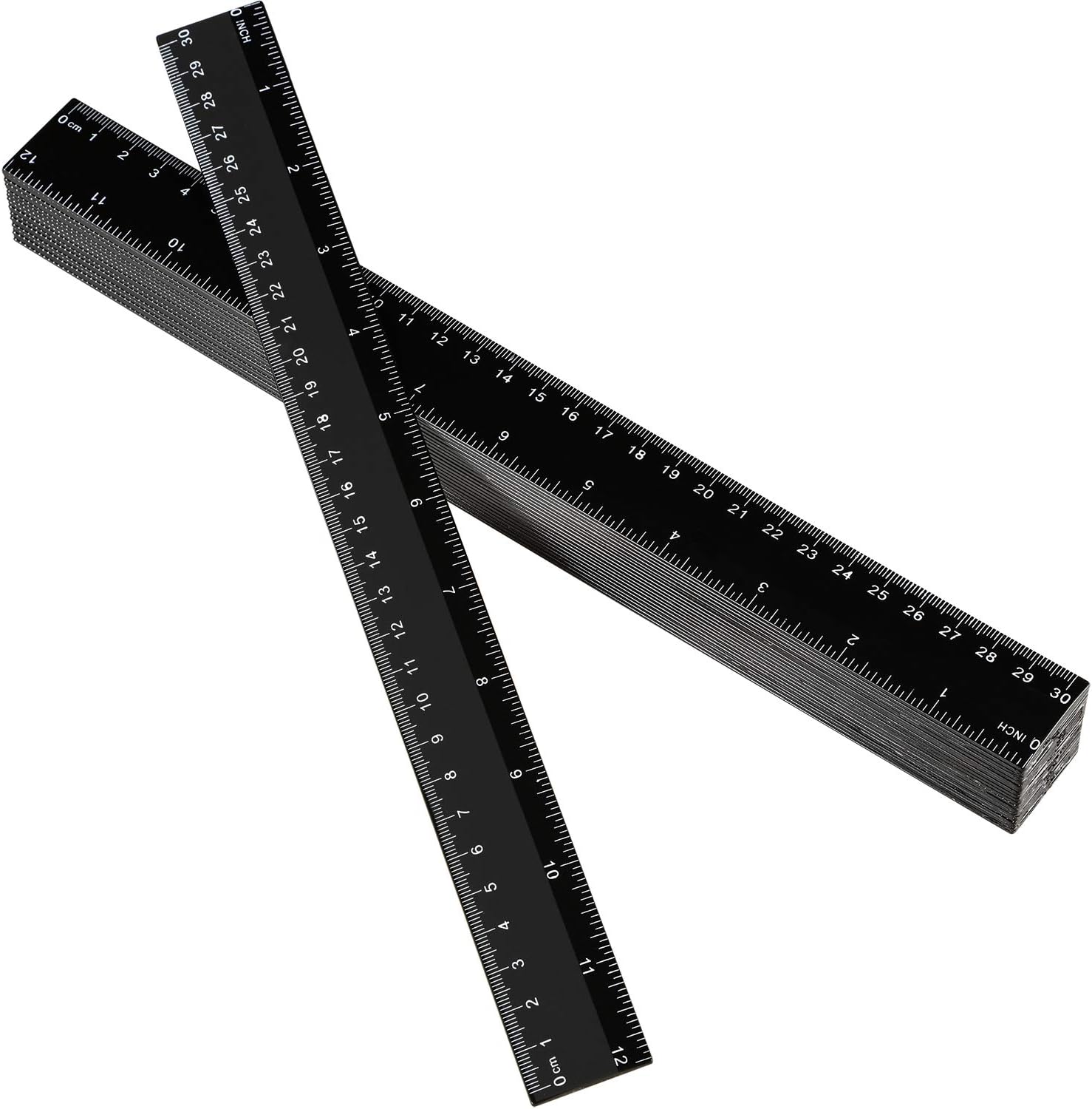 Amazon.com : 50 Pack Black Plastic Ruler, 12 Inch Standard/Metric ...