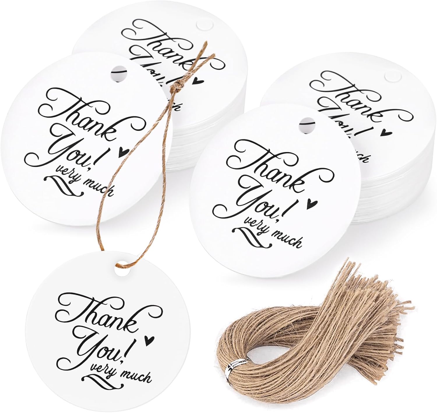 Amazon.com : Koogel 120PCS Thank You Gift Tags, White Round Tags 2 Inch ...