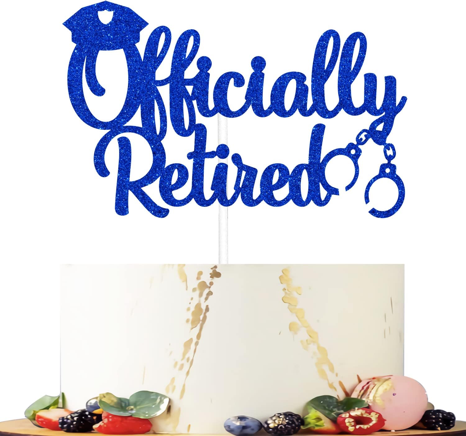 Amazon.com: Officially Retired Police Officer Cake Topper, Happy ...