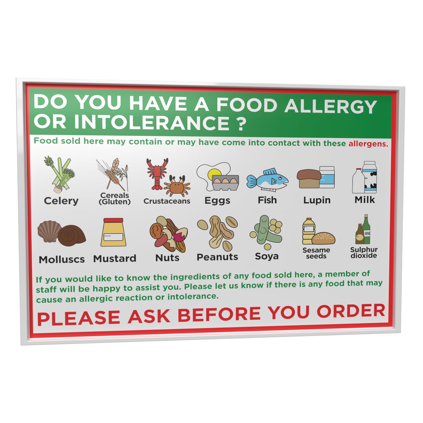 The Print Ninja Food Allergy Awareness Poster (Landscape) A4 / A3 / A2 ...