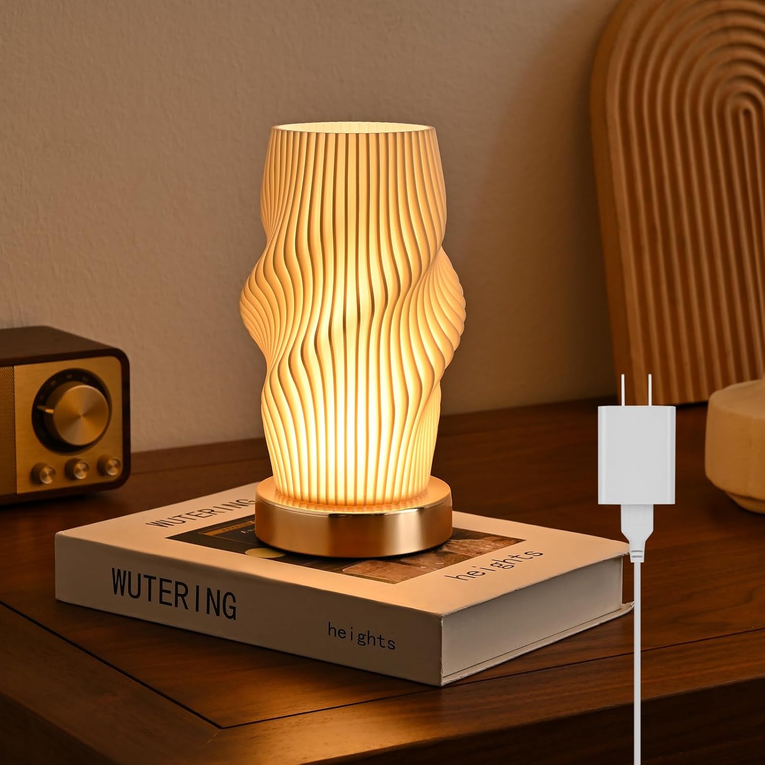 Ekkiploi Bedside Table Lamp with USB Adapter - Button Control for ...