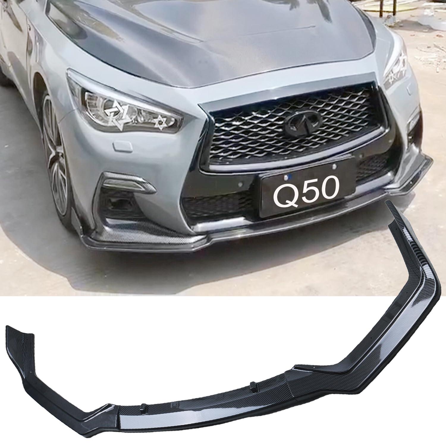 Amazon.com: MUCO New Front Bumper Lip Compatible with Infiniti Q50 ...