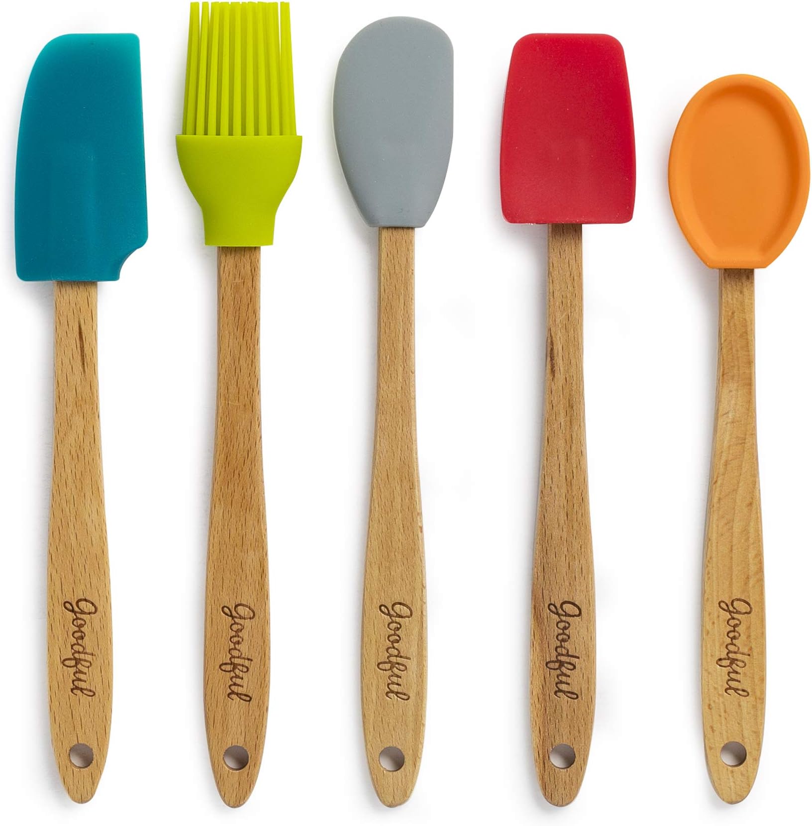 Amazon.com: Goodful Silicone and Beechwood Mini Kitchen Utensil Set ...