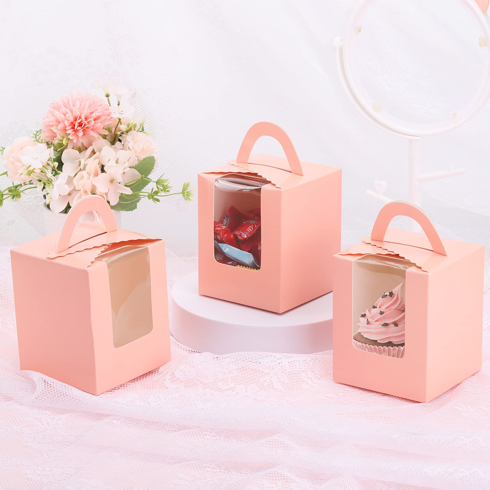 Pink Cupcake Boxes 100 Ocmoiy Rectangular Charcuterie Boxes With Clear