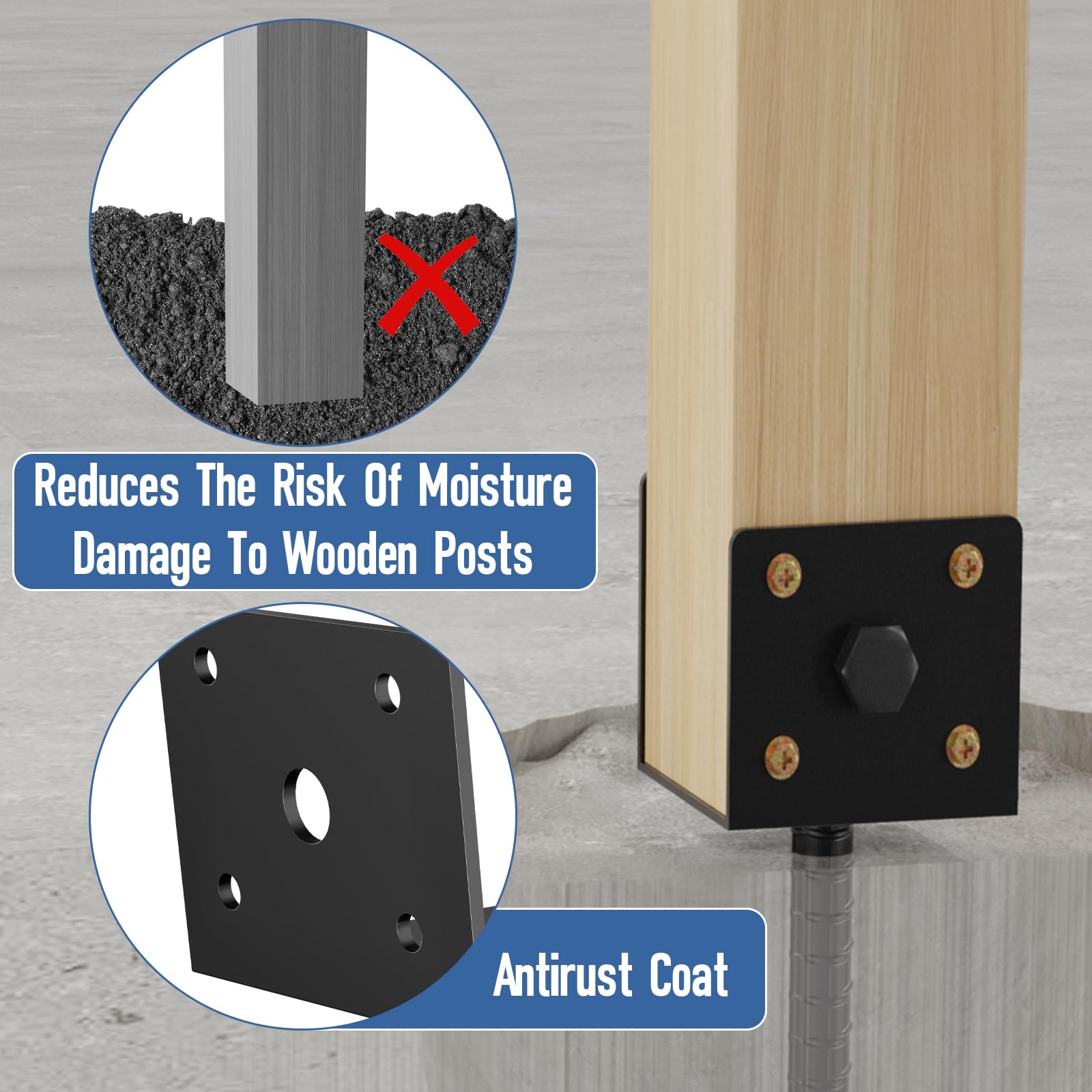 Snapklik.com : 4x4 Post Base For Concrete 4 Pack, 13-GA Steel U Shape ...