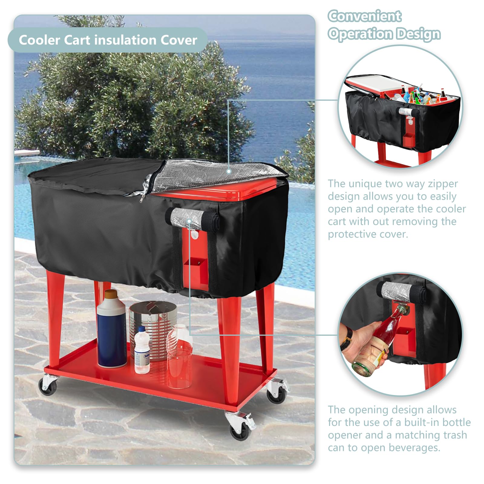 Snapklik.com : Okcool Cooler Cart Insulation Cover,80 Quart Rolling ...