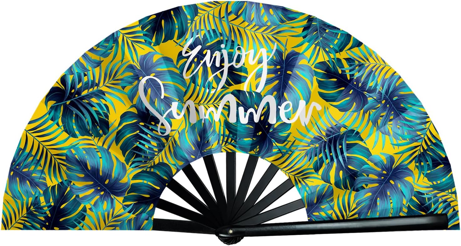 Amazon.com: bmuvghi Large Folding Fan Summer Hand Fan Foldable Tropical ...