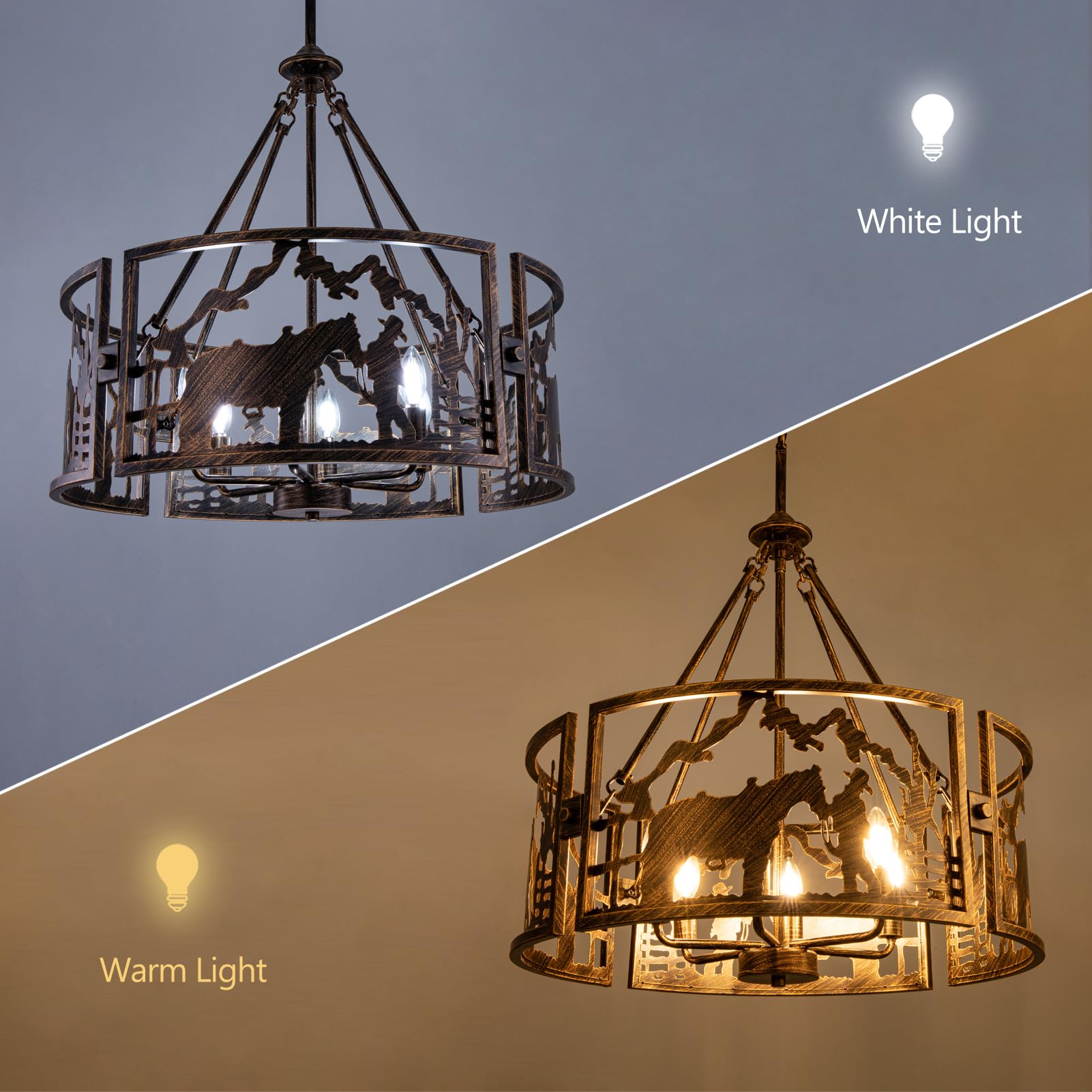 Cowboy Pendant Lighting Fixtures End Of Trail Hanging Chandelier