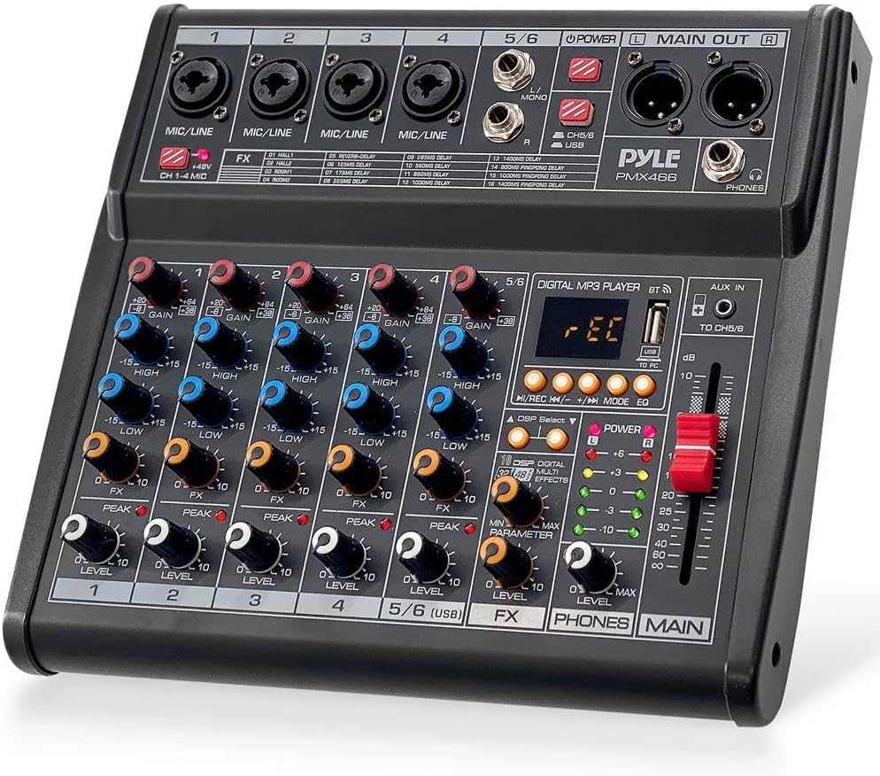 Professional Bluetooth DJ Audio Mixer - 6 - Channel DJ Controller Sound ...