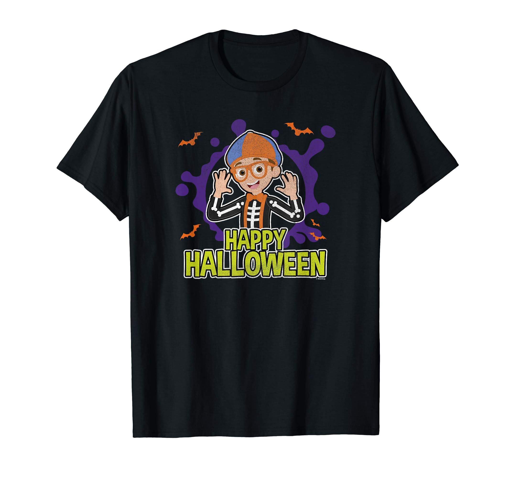 Amazon.com: Blippi Halloween Skeleton Costume Centered T-Shirt ...