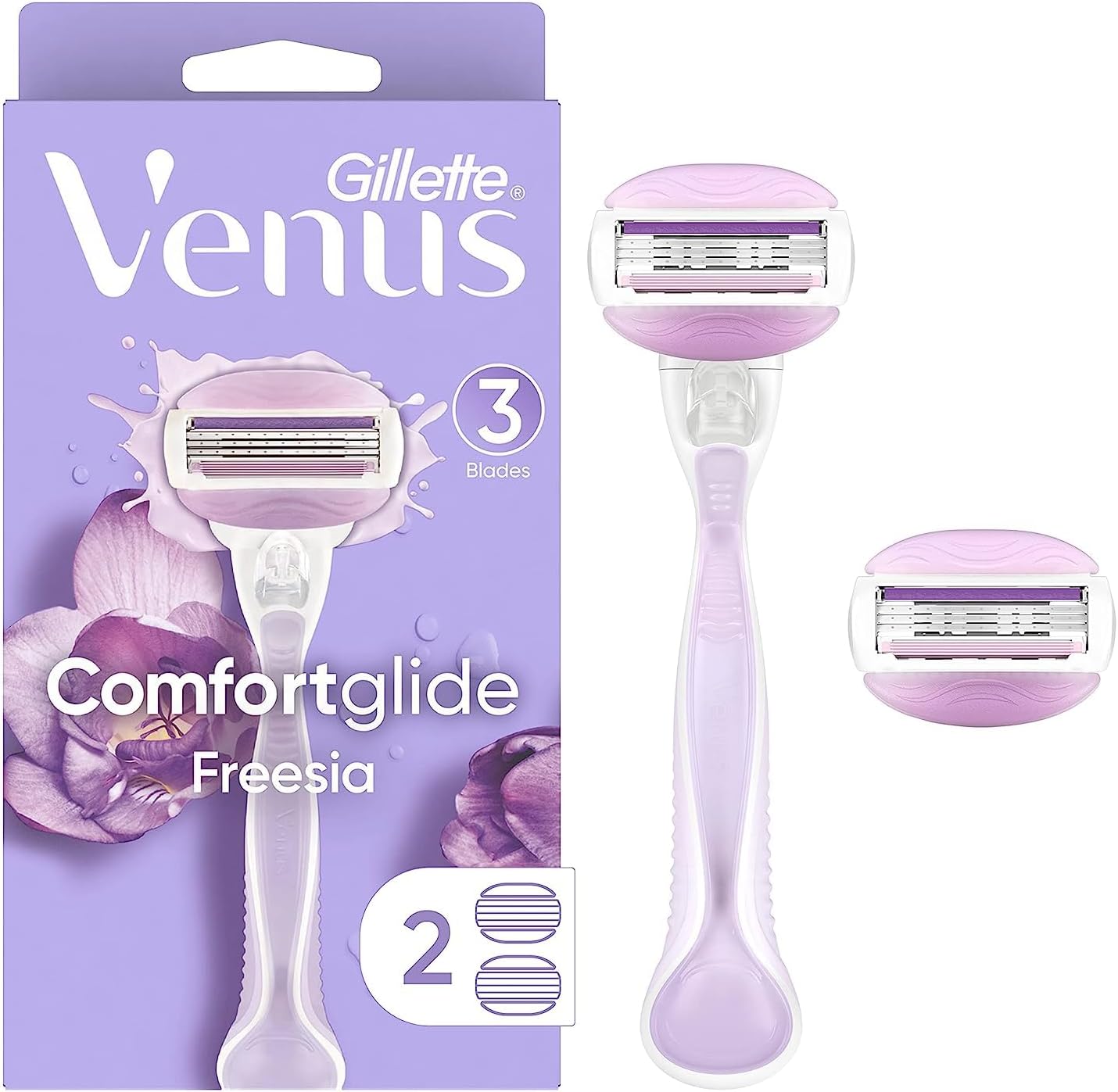 Gillette Venus ComfortGlide Freesia Women's Razor - 1 Handle + 2 ...