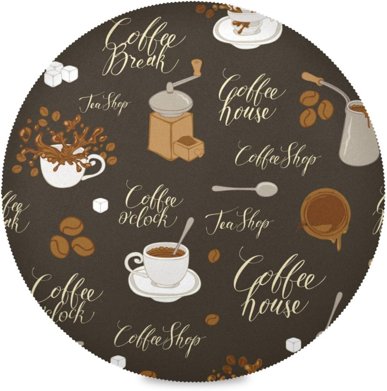 Amazon.com: Kigai Coffee Theme Round Placemats Set of 4, Non-Slip Table ...
