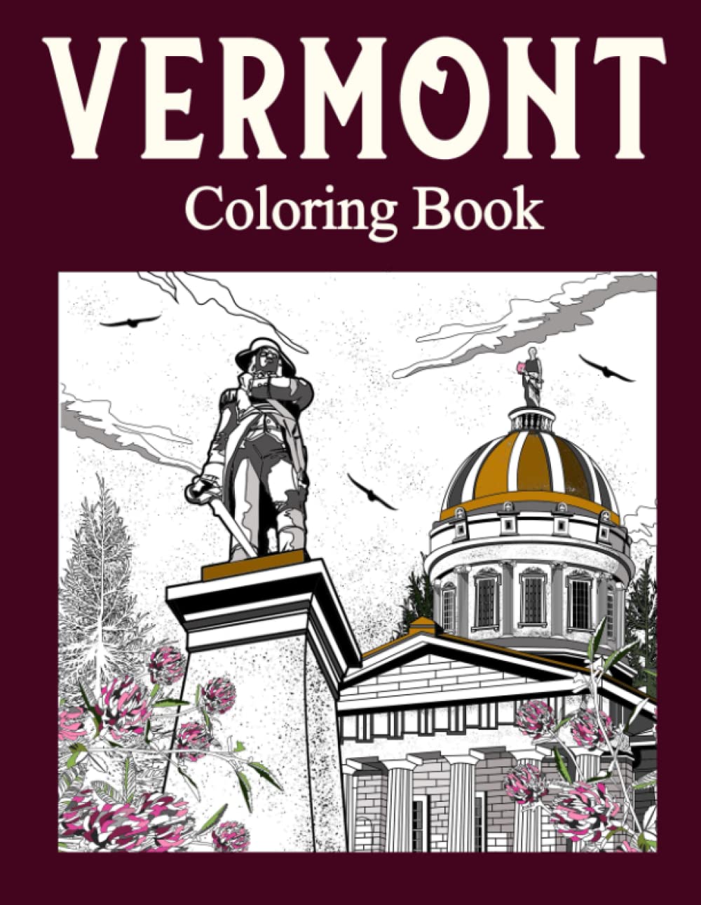 Vermont Coloring Book: Adult Painting on USA States Landmarks and ...