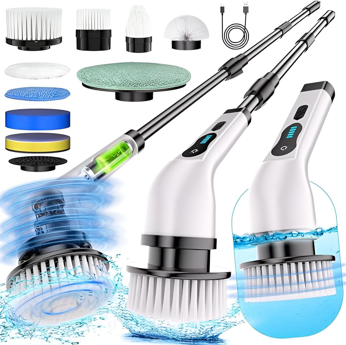 Upgraded Electric Spin Scrubber, Bathroom Cleaner Brush with 9 ...
