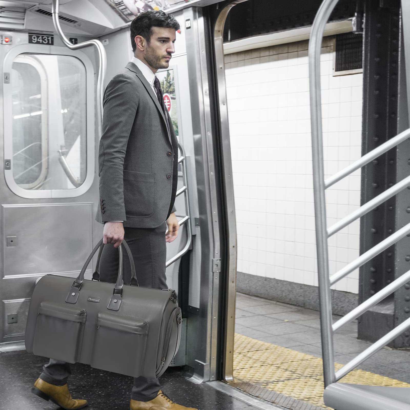 Leather Garment Bag for Travel, Modoker Carry On Suit Carrier Travel ...