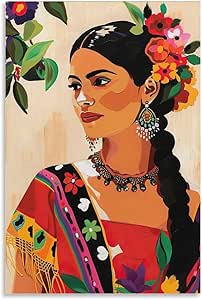 Amazon.com: Traditional Mexican Woman Poster Painting Latin Drawing ...