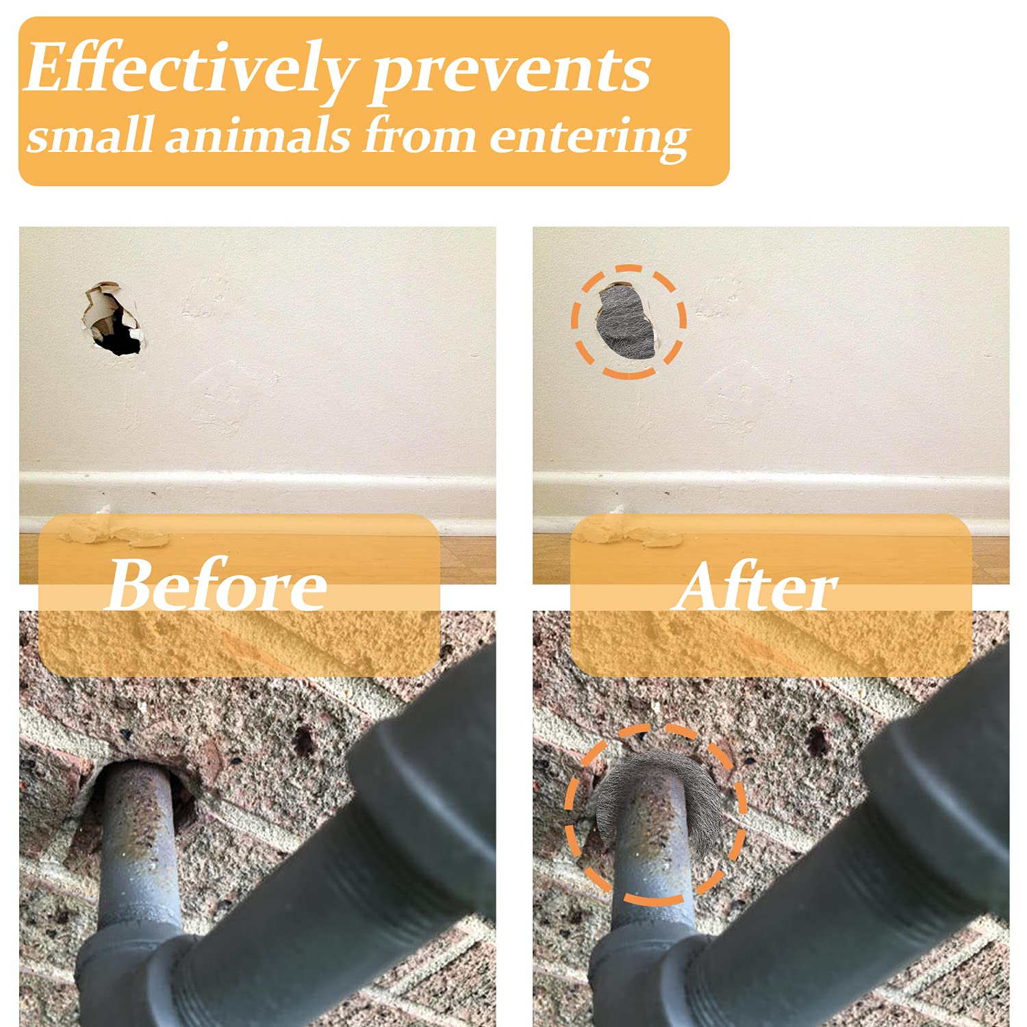 Buy 2 Pack Steel Wire Wool Fill Fabric DIY Kit, Coarse Steel Wool Gap ...