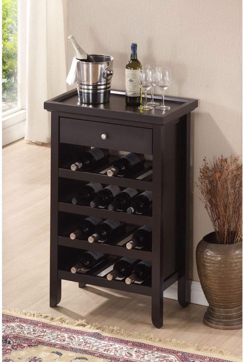Amazon.com: Roundhill Furniture Wood Wine Cabinet with Serving Tray ...