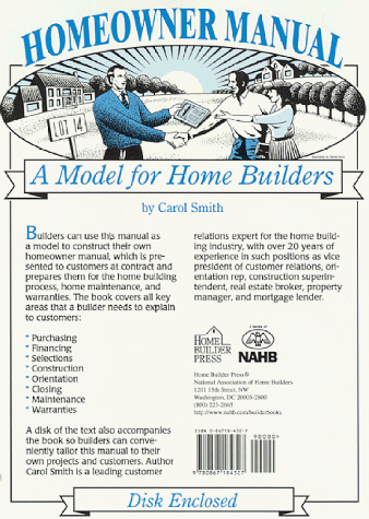 Homeowner Manual: A Model for Home Builders: Smith, Carol ...