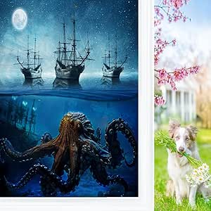 Amazon.com: Brebasf Underwater Monster Theme Octopus Window Film ...