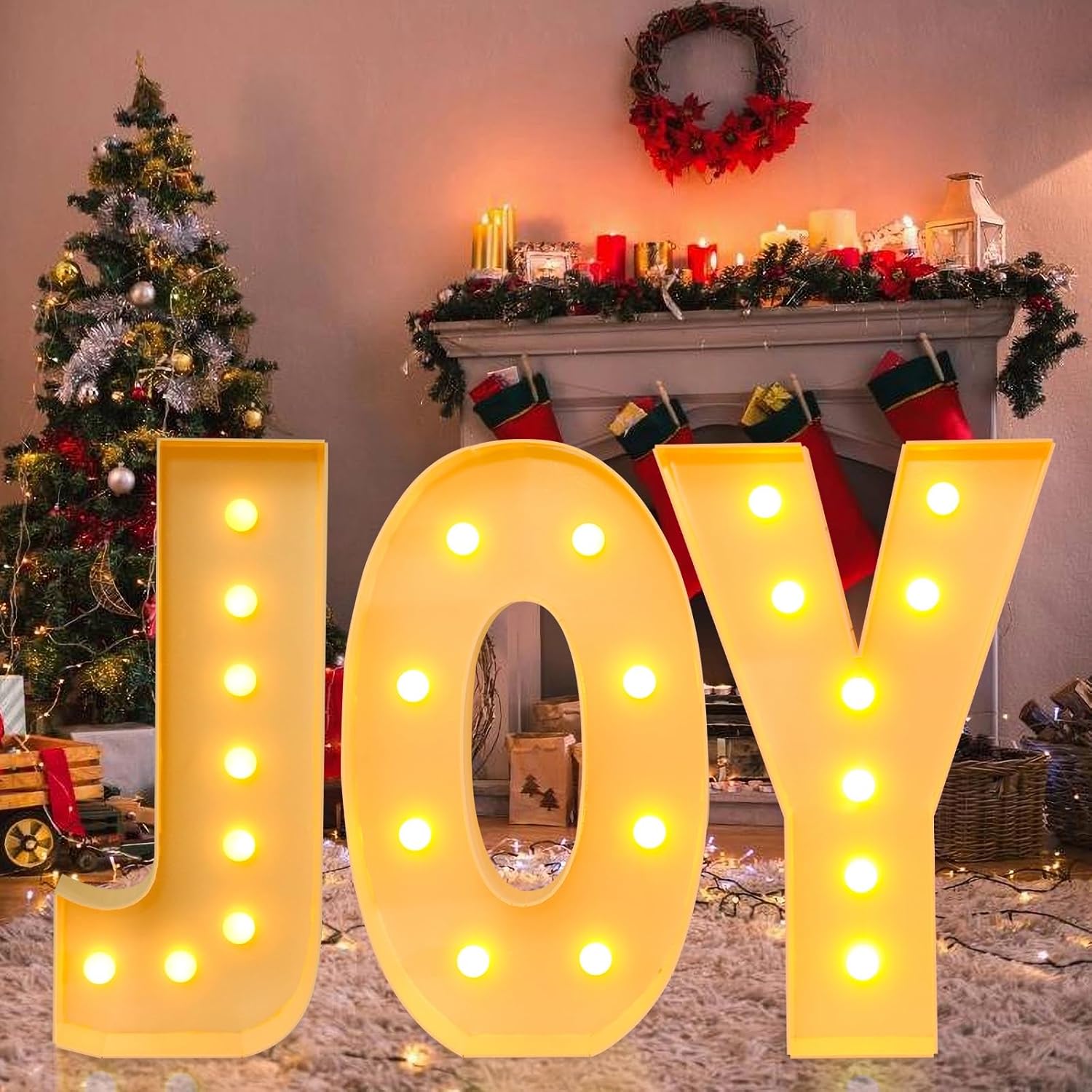 Amazon.com: Christmas Decorations - 2.4ft Lighted Christmas Joy Sign ...