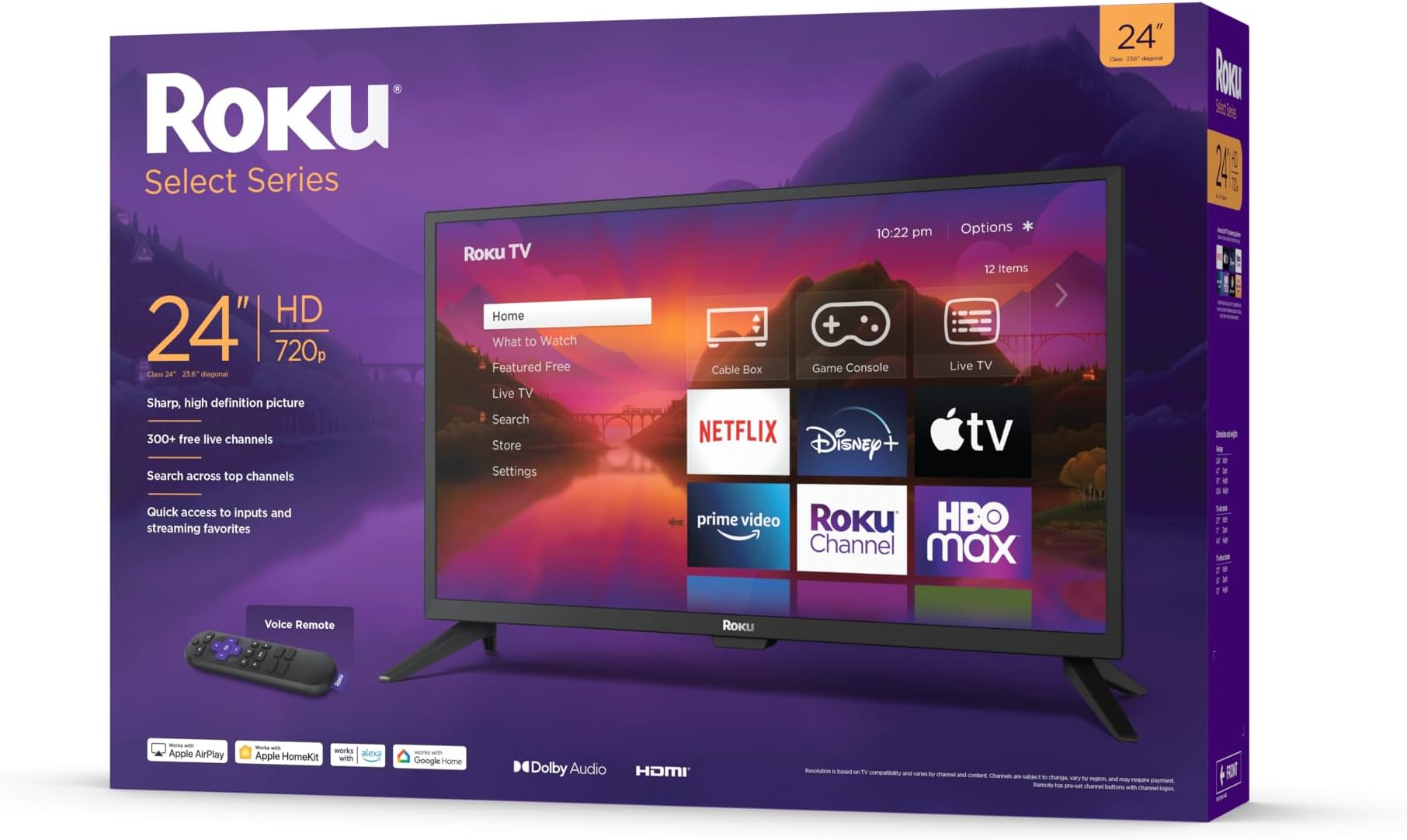 Amazon.com: Roku 24" Select Series 720p HD Smart TV Voice Remote ...