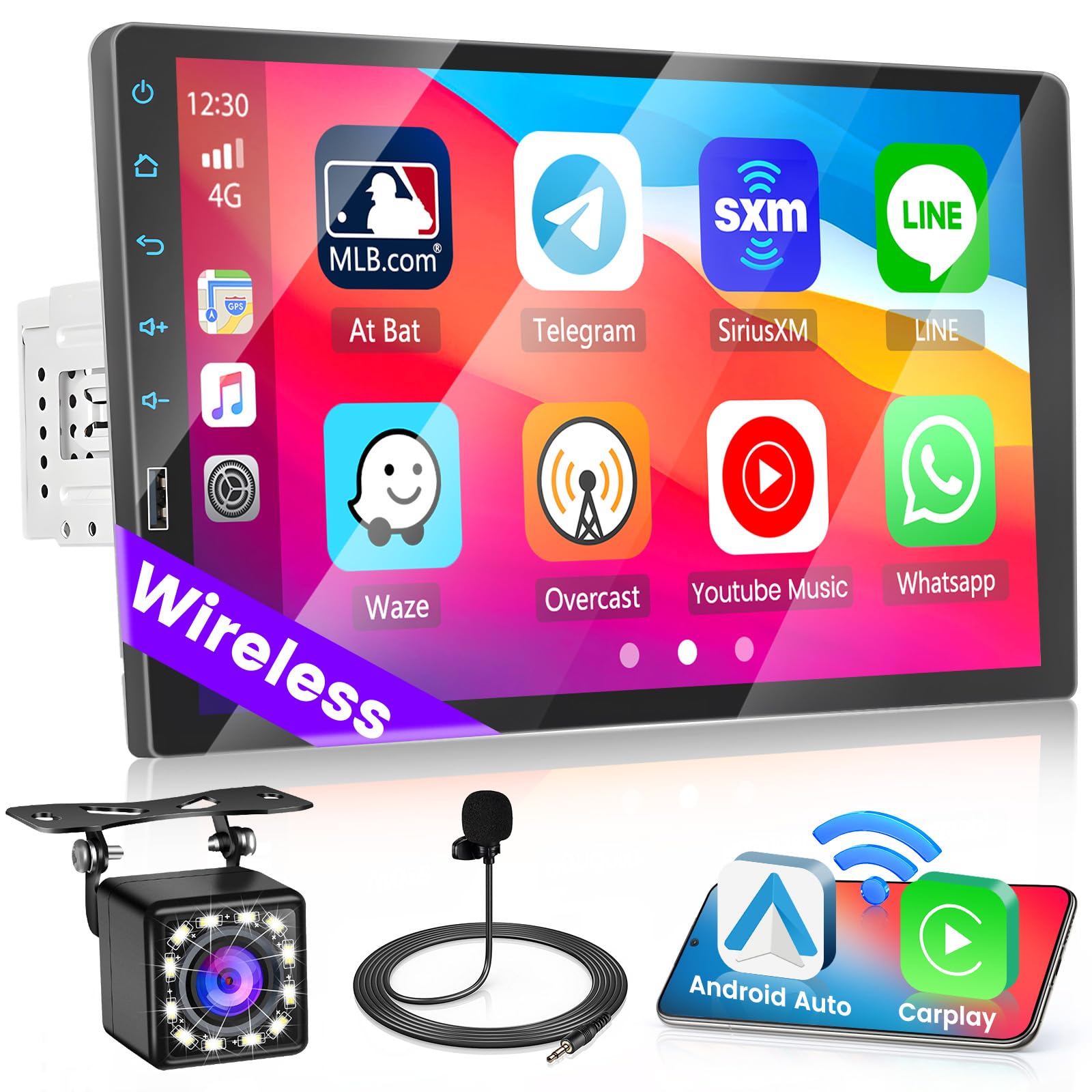 Snapklik Hikity 9 Inch Single Din Wireless Apple Carplay Radio