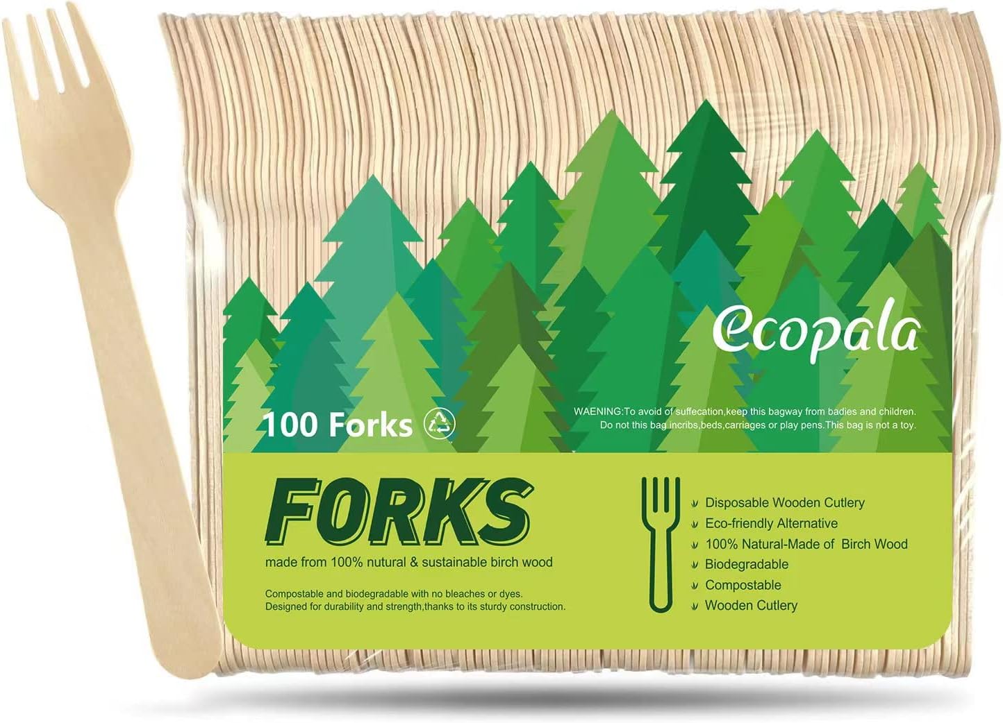 ECO PALA Disposable Wooden Forks | 100% All-Natural, Eco-Friendly ...