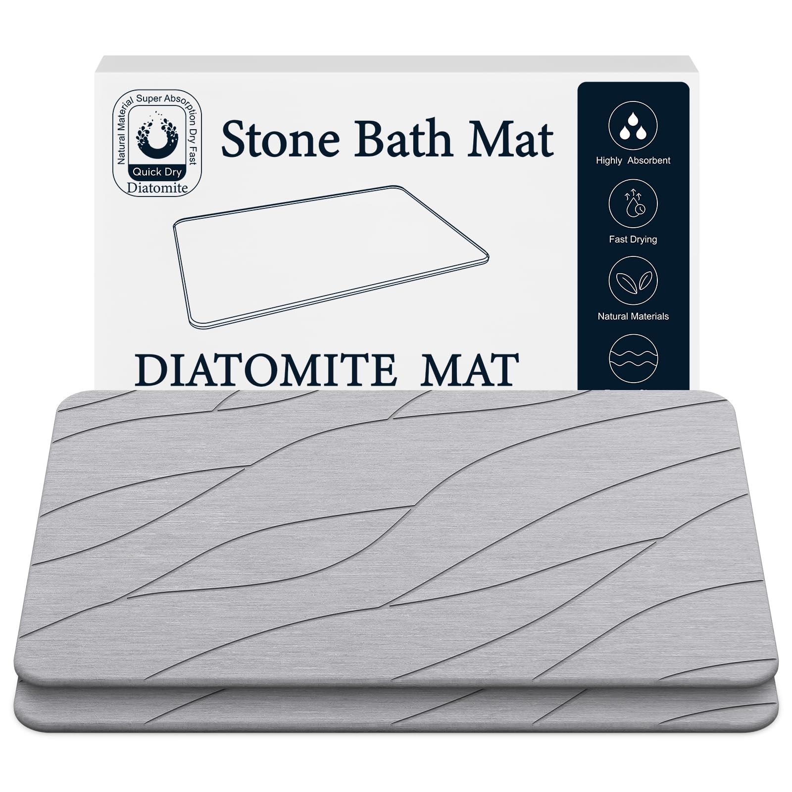 Diatomite Stone Bath Mat - Fast Drying Bathroom Mat Stone, Diatomaceous ...