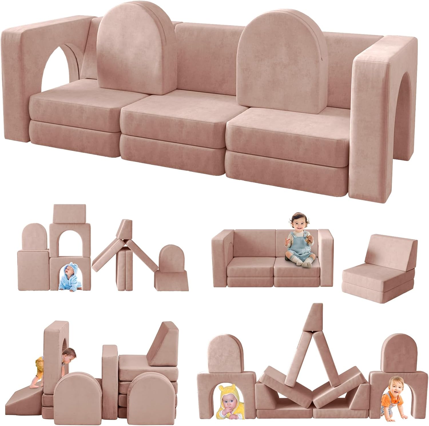 Amazon.com: wanan Kids Couch 13PCS, Modular Kids Play Couch for ...