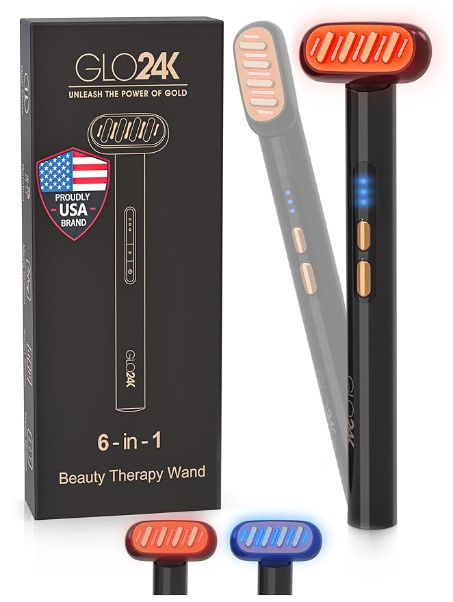 Amazon.com: GLO24K 6-IN-1 Beauty Therapy Wand for the Face, Eyes, and ...