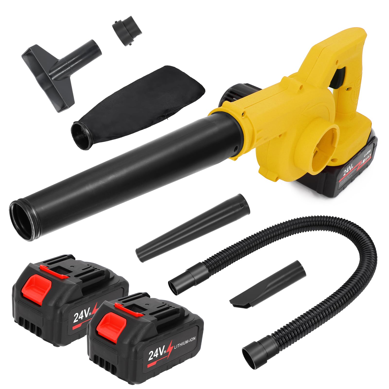 Amazon.com: Leaf Blower Cordless, 24V Handheld Leaf Blower with 2 ...