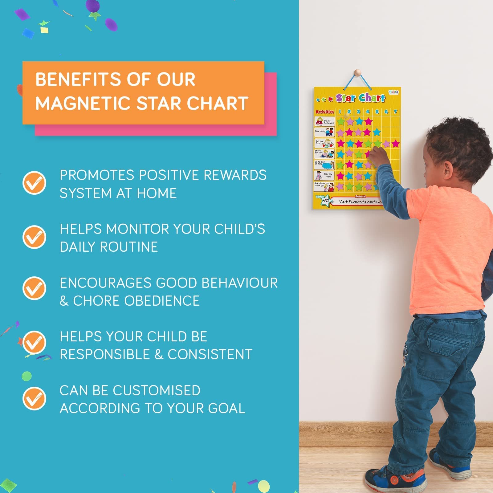 Fiesta Crafts Star Chart - Magnetic Activity Board for Kids, Toddlers ...