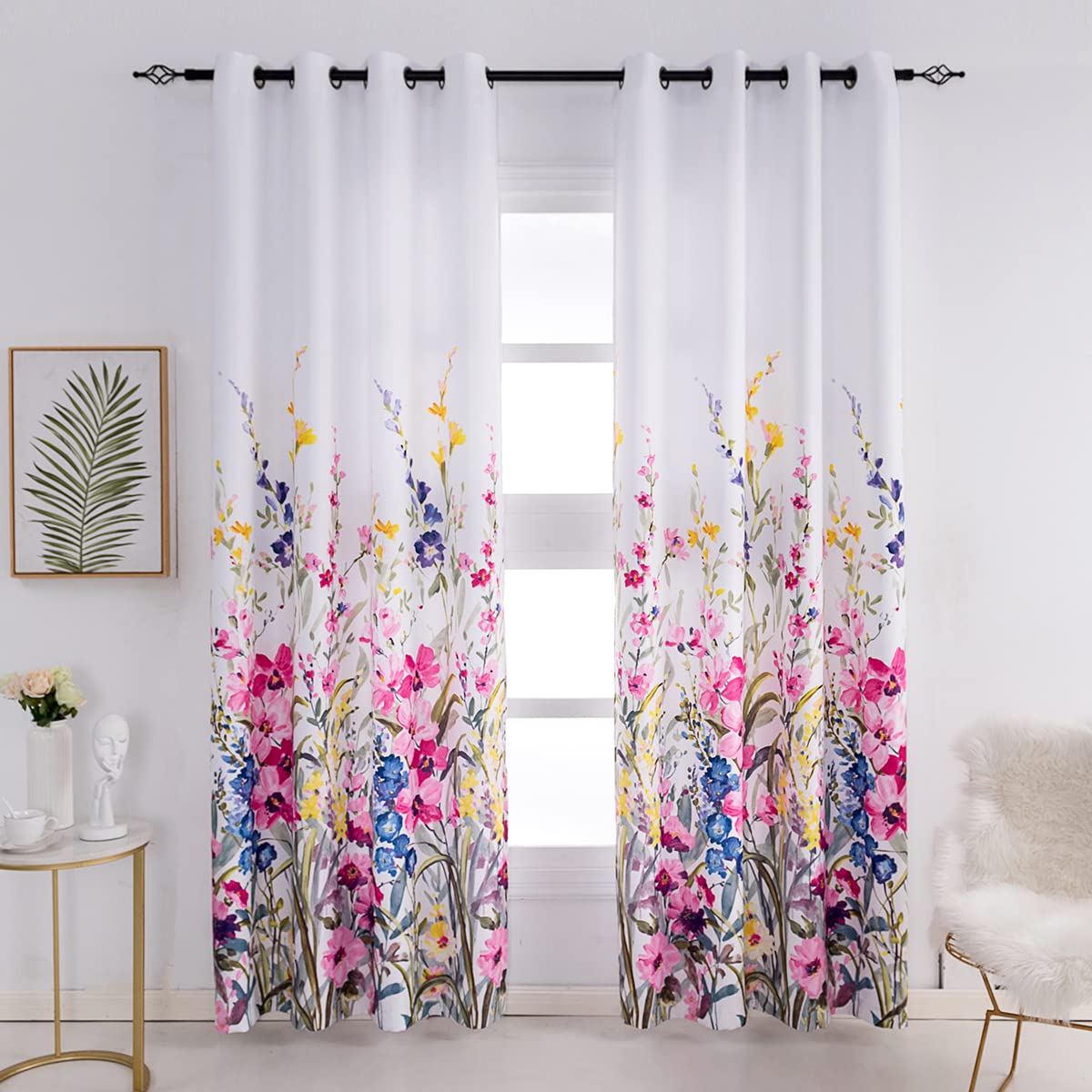 Kotile Red Floral Curtains 95 Inch Drop for Living Room, Thermal ...