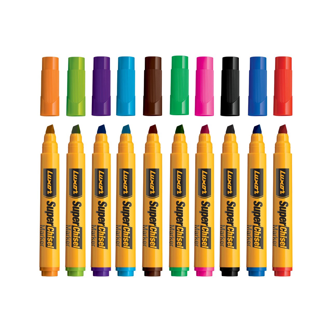 LUXOR SUPER CHISEL MARKER MULTI COLOR (PACK OF 10 PCS) : Amazon.in